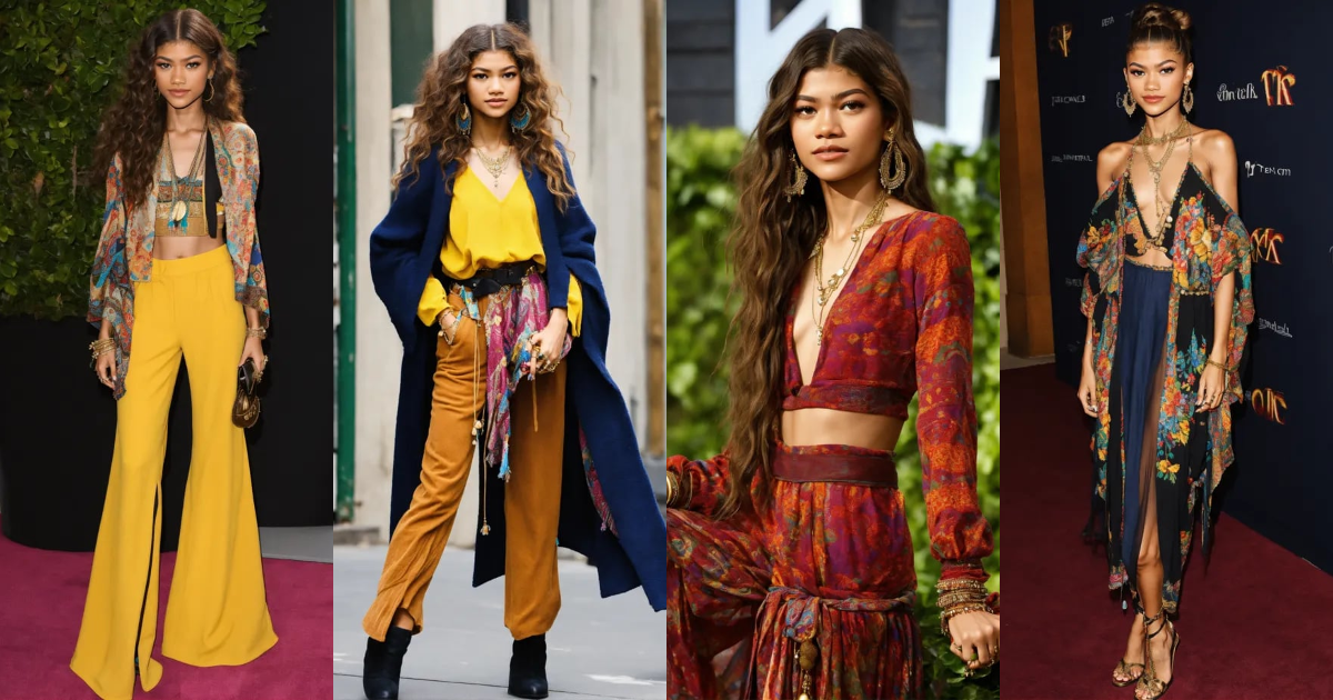Lexica - Zendaya bohemian chic attire