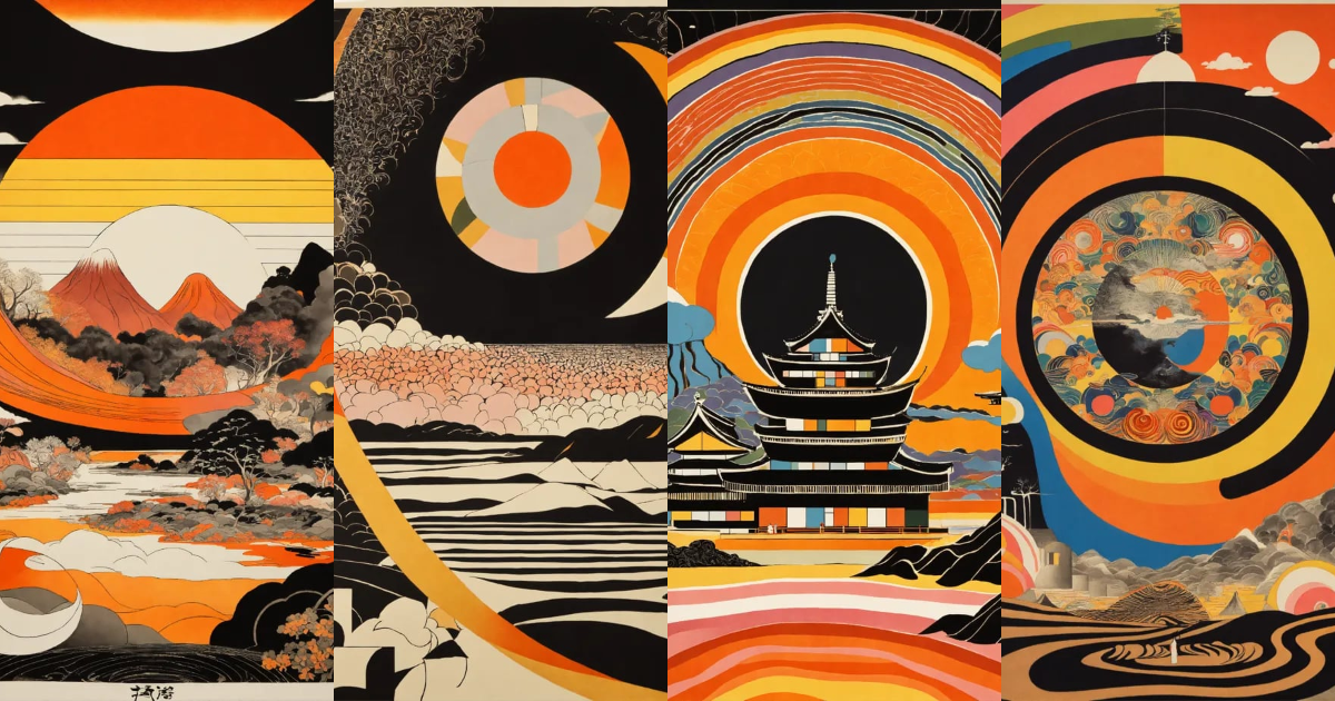 Lexica - Japanese vintage poster, trippy visions, imaginary realm fused ...