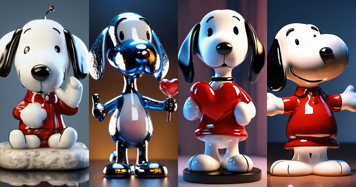 Lexica - 3d render of a blown glass sculpture in the shape of Snoopy ...