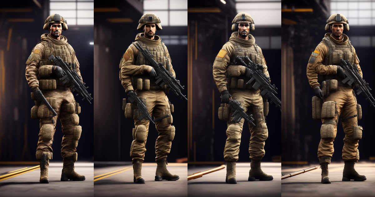 Lexica - Full body portrait, front facing, man, soldier, McMillan tac ...