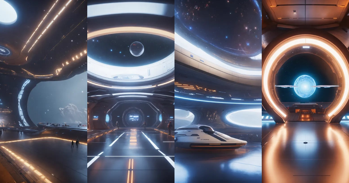 Lexica - Entering the docking bay of a huge disc shaped spaceport ...