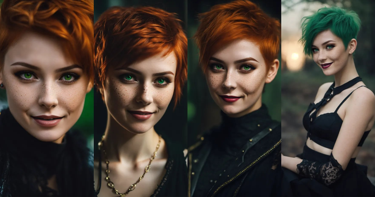Lexica - Render beautiful ginger young woman in dark goth outfit with ...