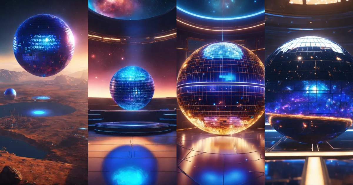 Lexica - Artificial planet that looks like a blue disco ball at the ...