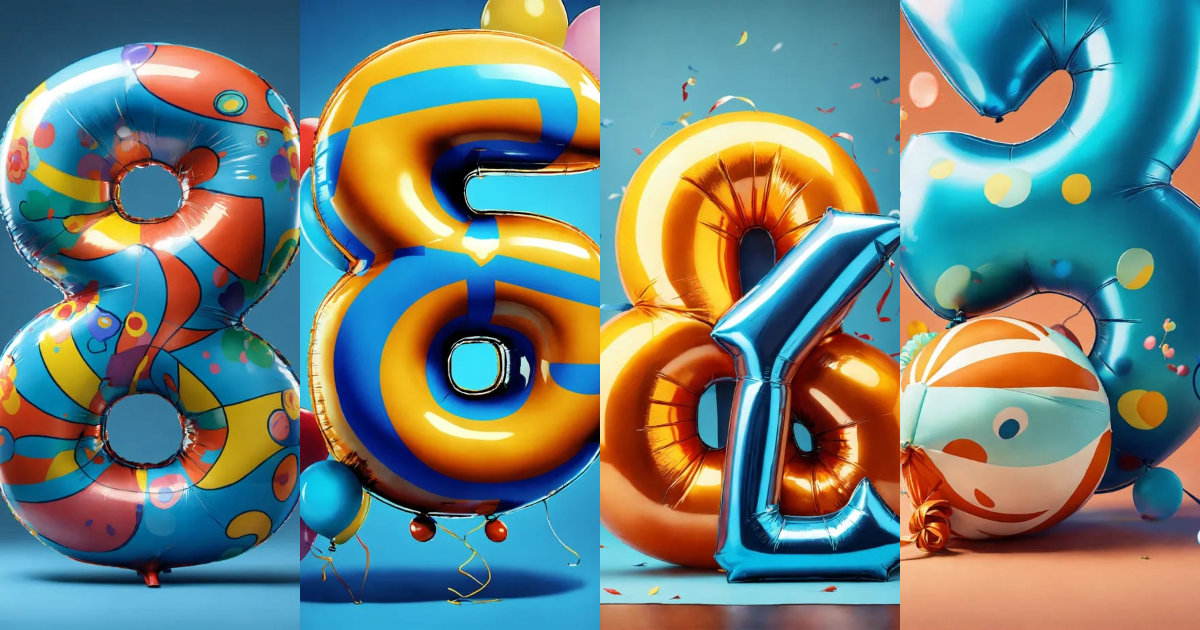 Lexica - Balloon in shape of the number 8 ,blue background cartoon ...