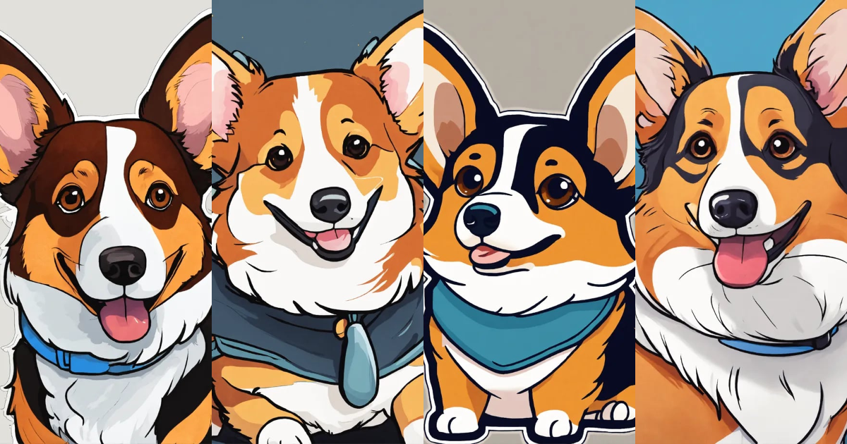 Lexica - A cartoon tri colored corgi