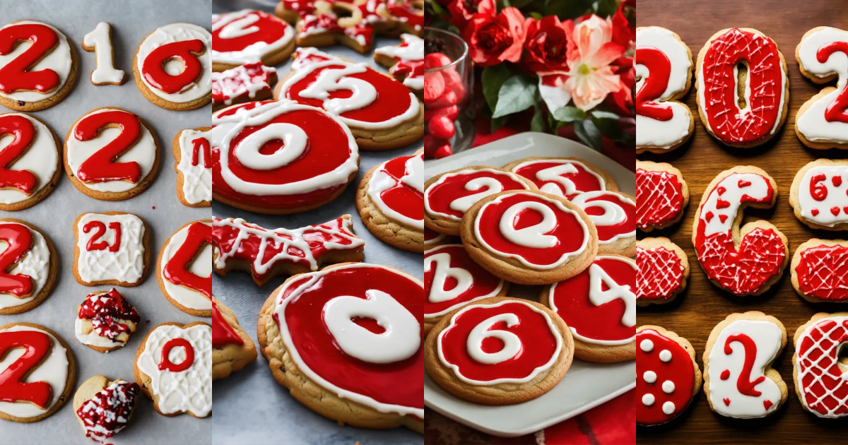 Lexica - Set of 6 glazed cookies with a number 2 on each cookie, with ...