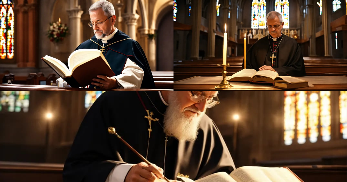 Lexica - Catholic priest reading the Bible at the church's ambo. hyper ...