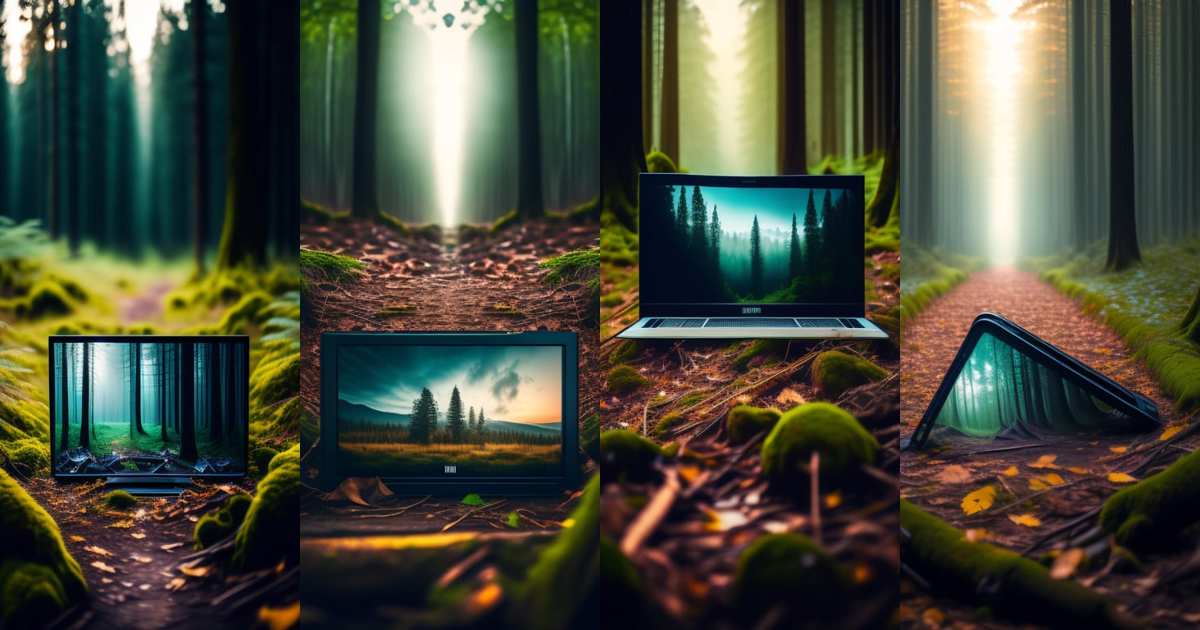 Lexica - Eerie photograph of a destroyed computer screen sitting in a ...