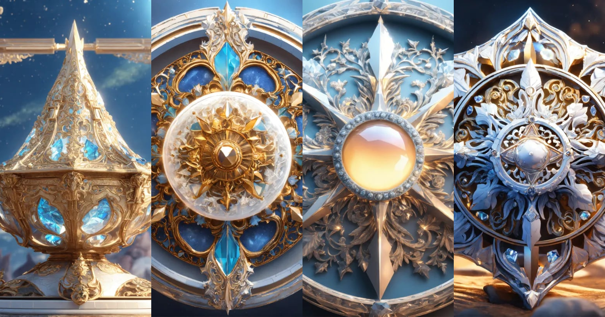 Lexica - A white crystal divine crest of the Sky God with intricate ...