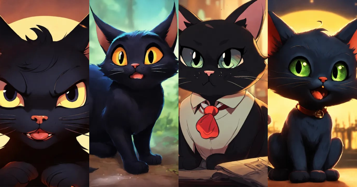 Lexica - The naughty and devilishly imp-like black animated cartoon cat ...