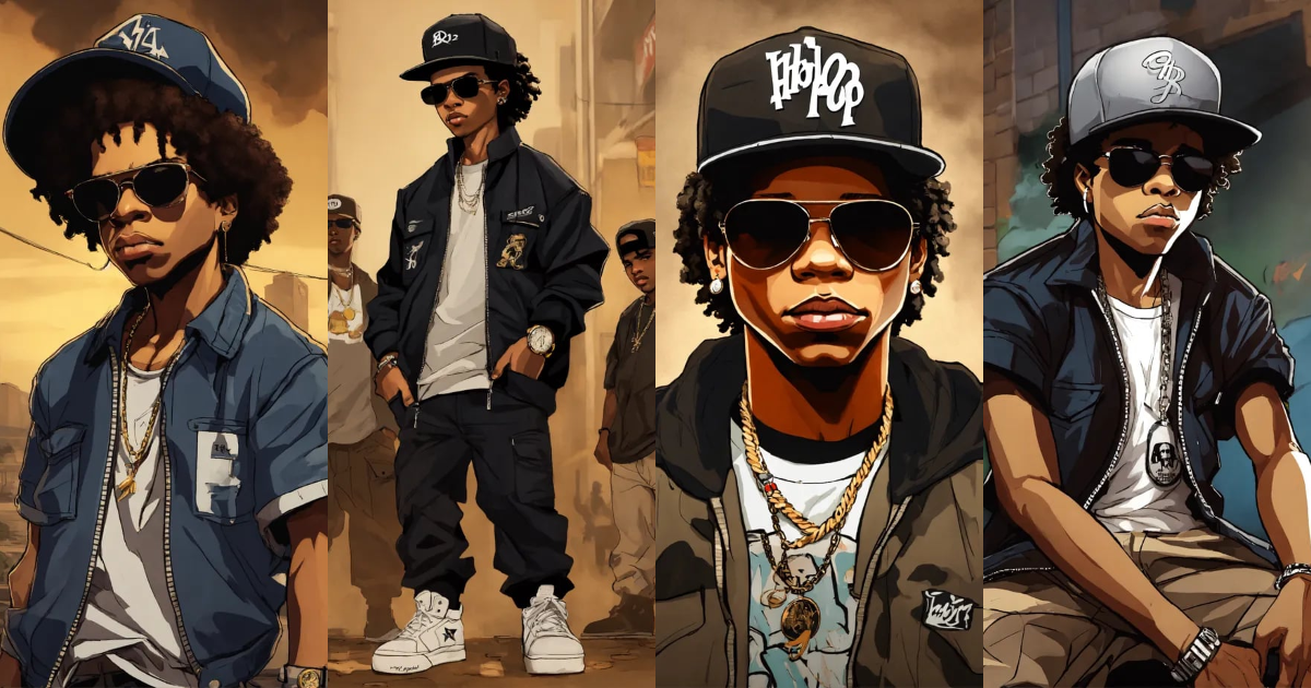 Lexica - Hip hop art style Eazy-E boondocks full body