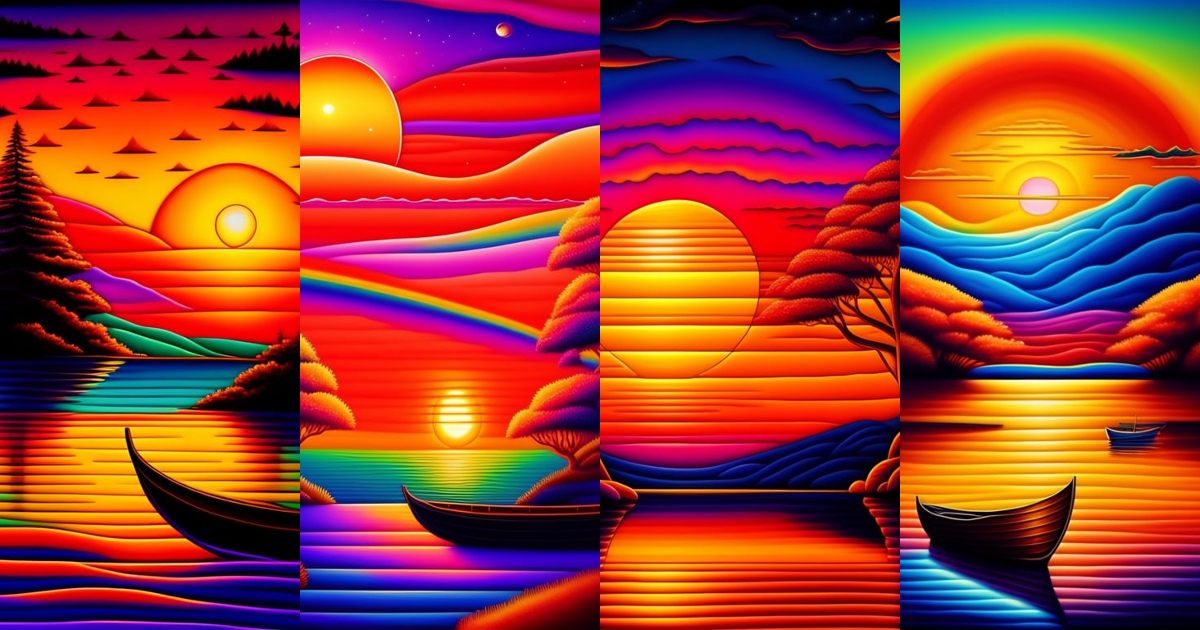 Lexica - Picture yourself in a boat on a river With tangerine trees and marmalade skies colorful ...