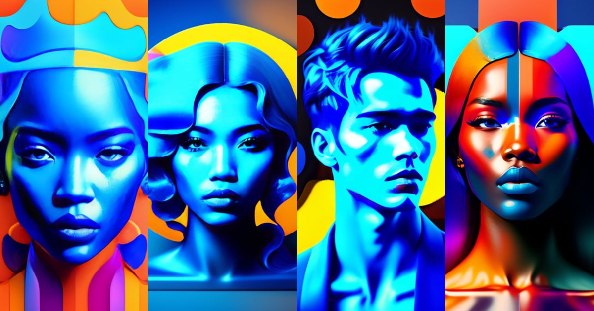 Lexica - 2d blue avatar psychedelic, 2d flat