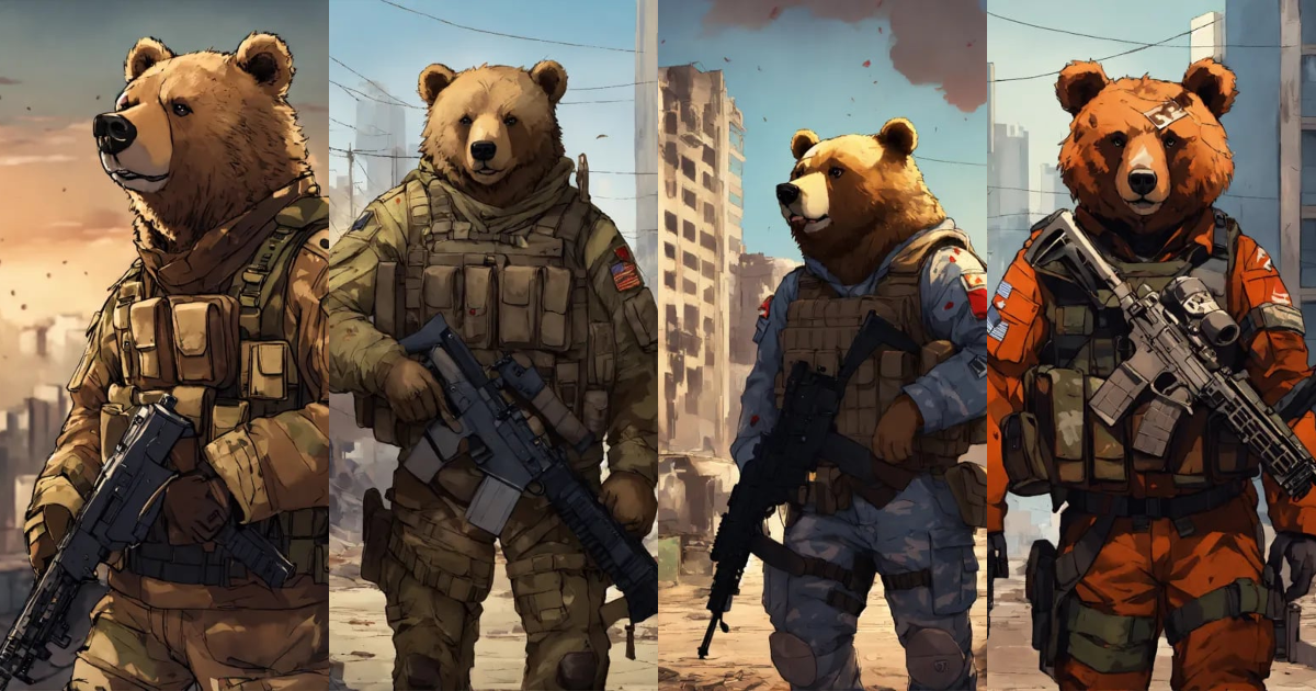 Lexica - A wounded, anthropomorphic bear as a modern soldier in an ...