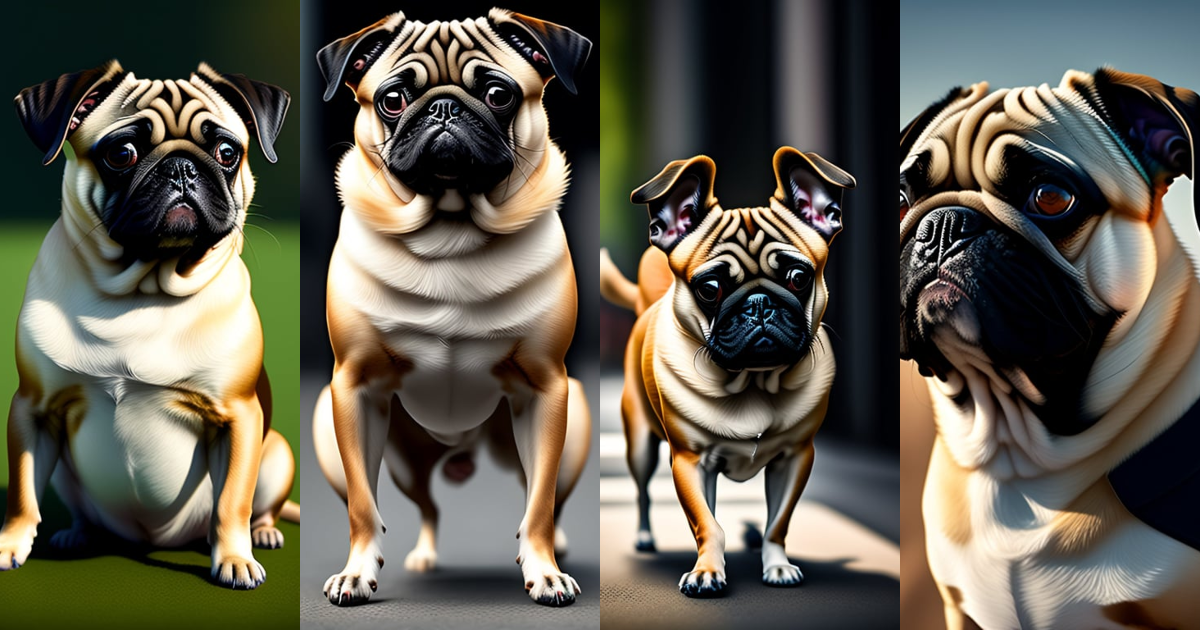 Lexica - Real pug, human body, suit