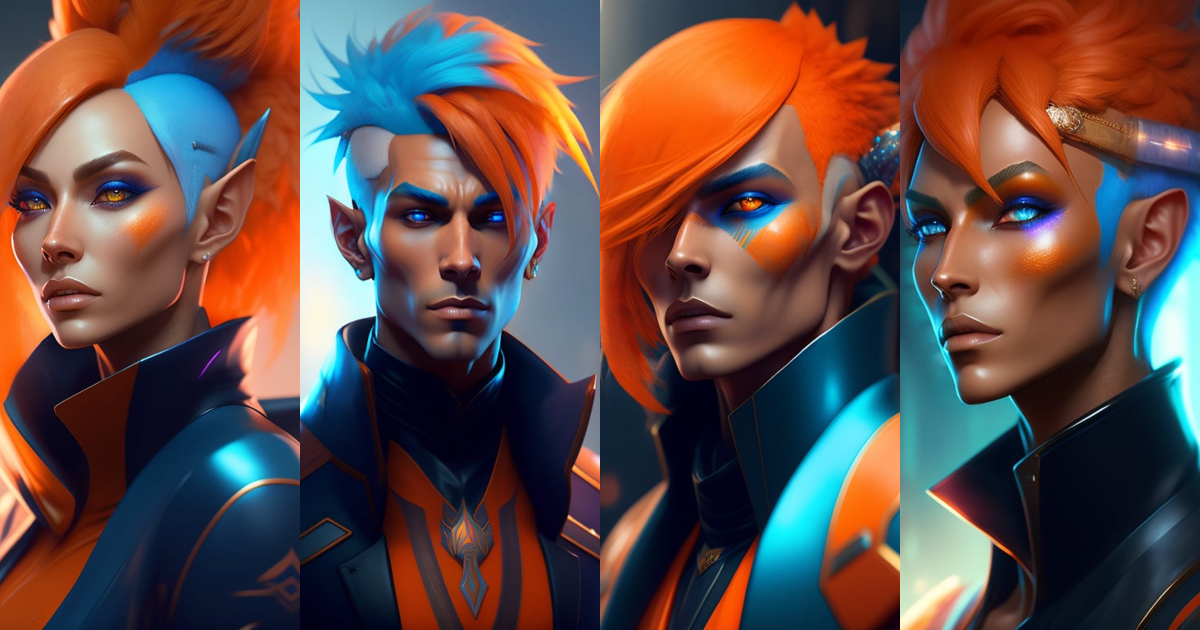 Lexica - A portrait of a orange tan male alien elf mad scientist ...