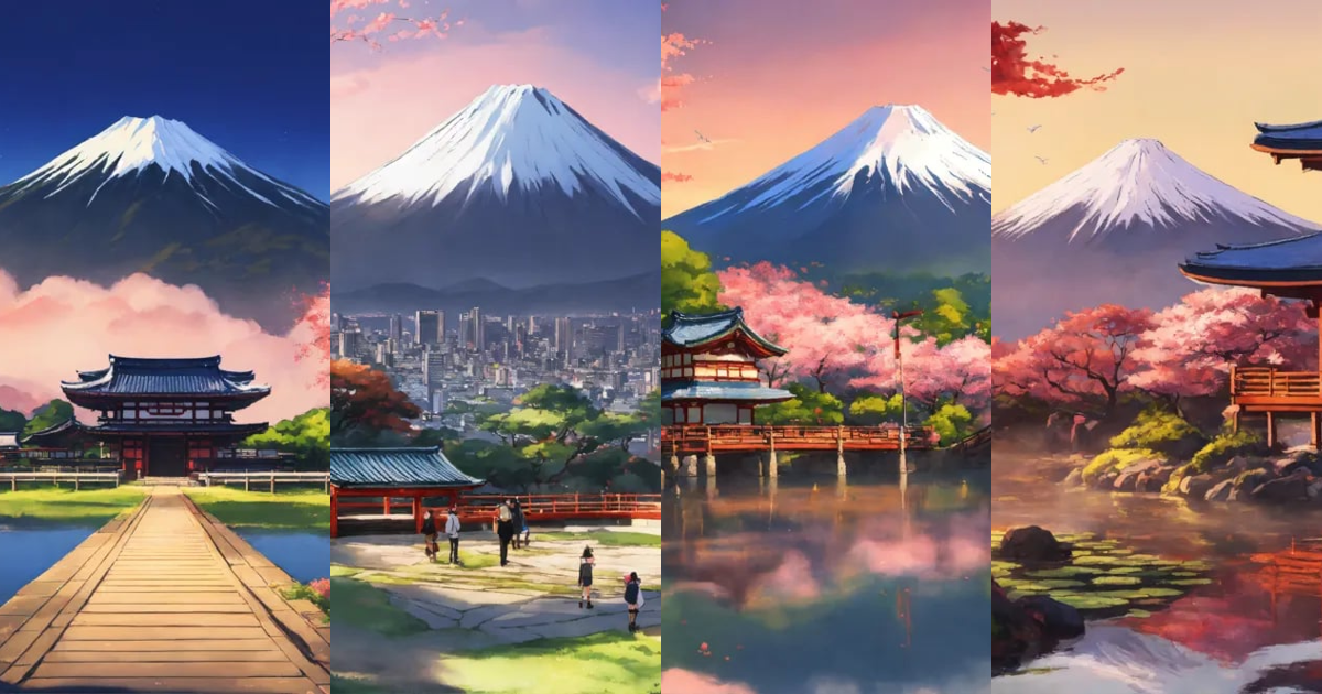 Lexica - An anime-style image of Arakura fuji sengen park,