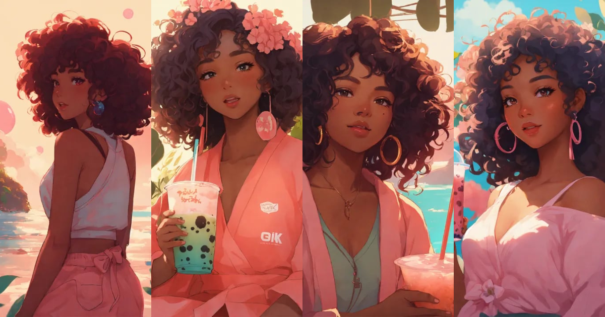 Lexica - Boba tea, milk tea, island girl, tropical, exotic flowers ...