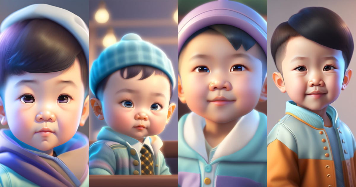 Lexica - Chinese boys have short hair ,portrait of a cute baby boy, in ...