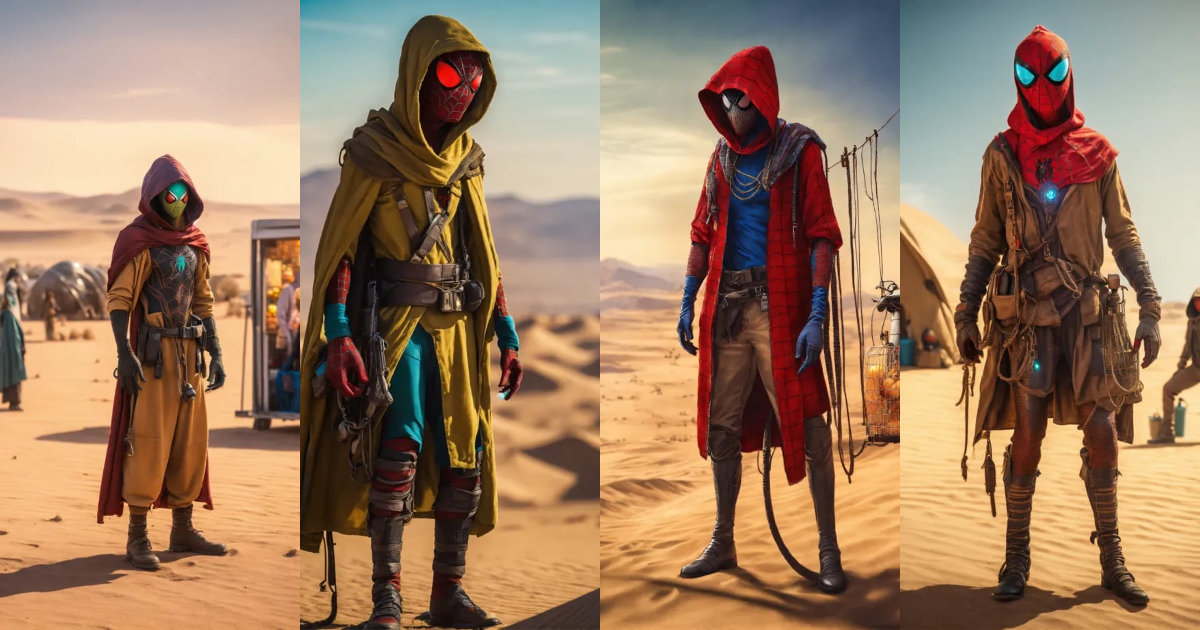 Lexica - Very slim and tall spiderman alien creature merchant on a ...