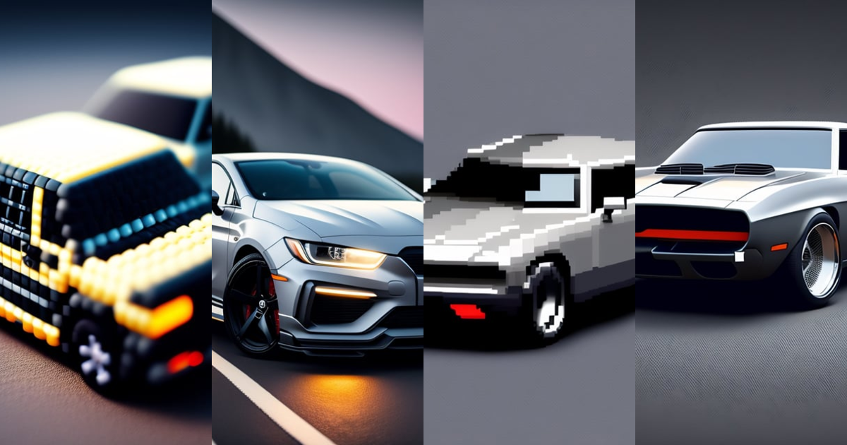 Lexica - Cool light-gray evil car, pixel art