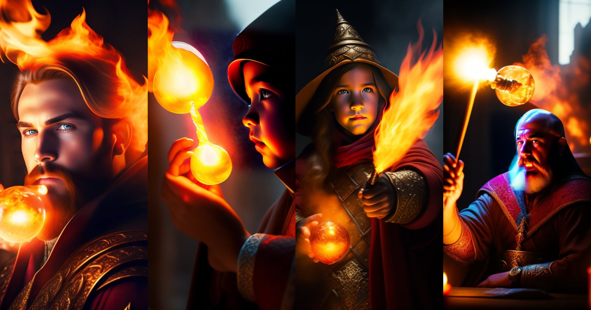 Lexica - Dungeons & Dragons wizard casting fireball