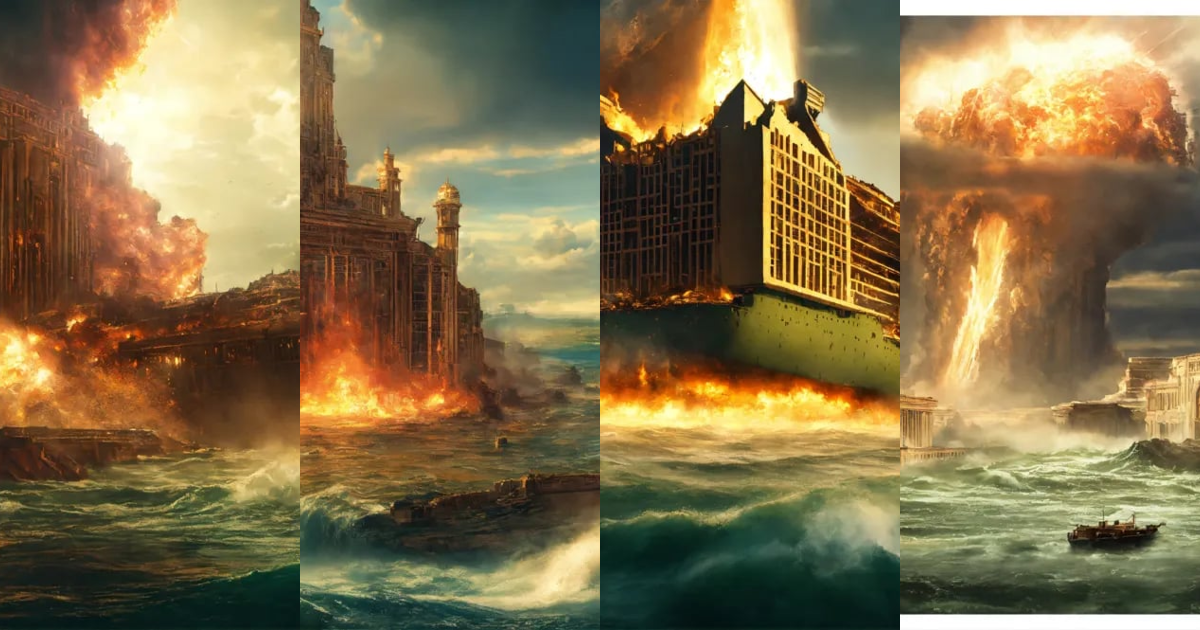 Lexica - Atlantis being destroyed by a flood.