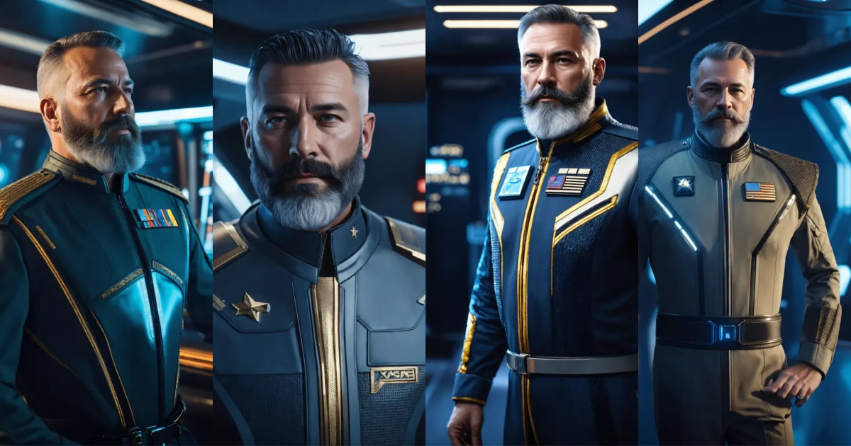 Lexica - 50 year old masculine star commander general with trim beard ...
