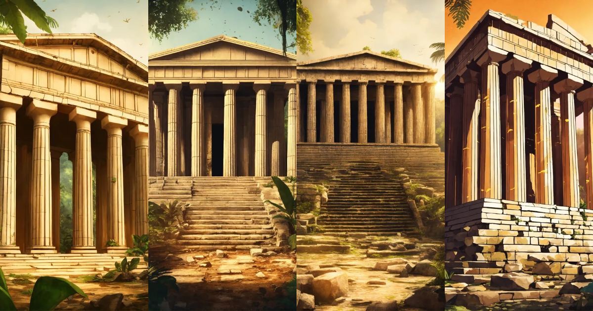 Lexica - Data and technology destroyed greek temple in the jungle with ...