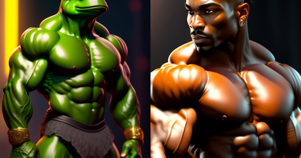 Lexica - Buff swole kermit the frog male model muscled kermit frog ...