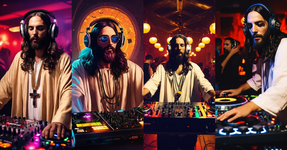 Lexica - Jesus christ celebrating Halloween in a club dj serato ddj1000 ...
