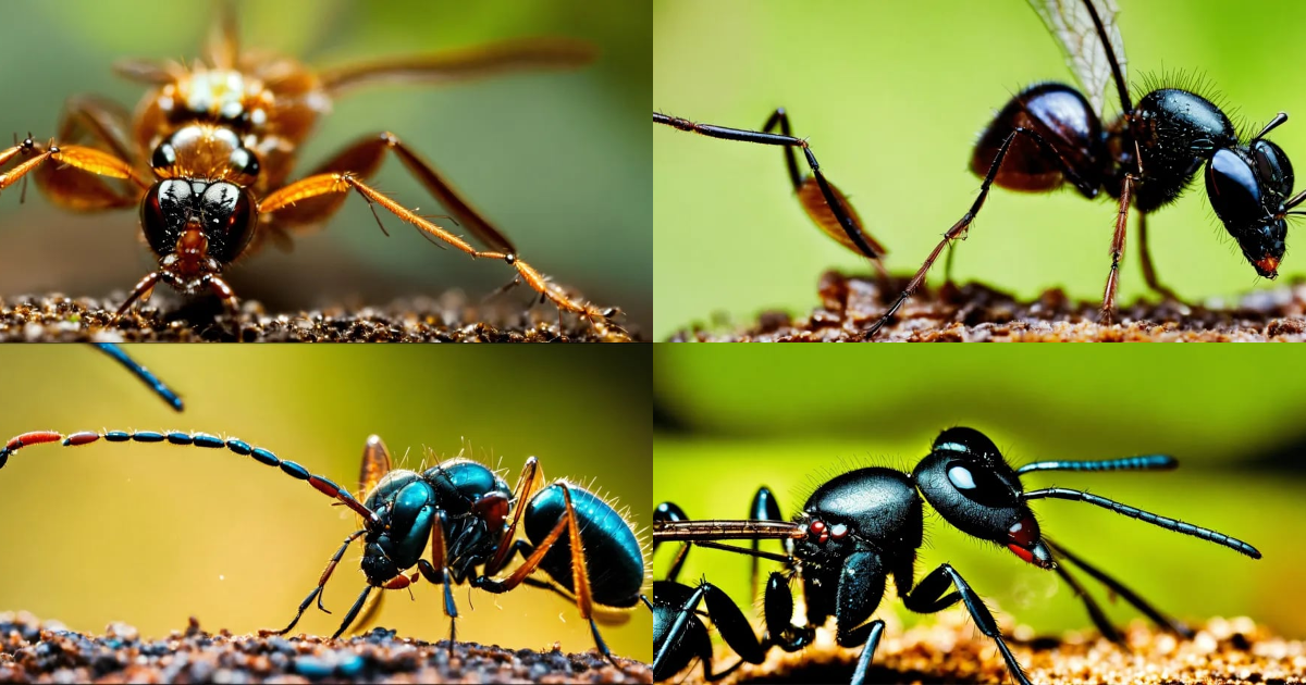 Lexica - Close view of ant mixed with fly eyes wearing smoking