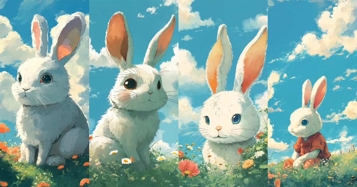 Lexica - Cute rabbit studio ghibli illustration cloudy sunny day ...