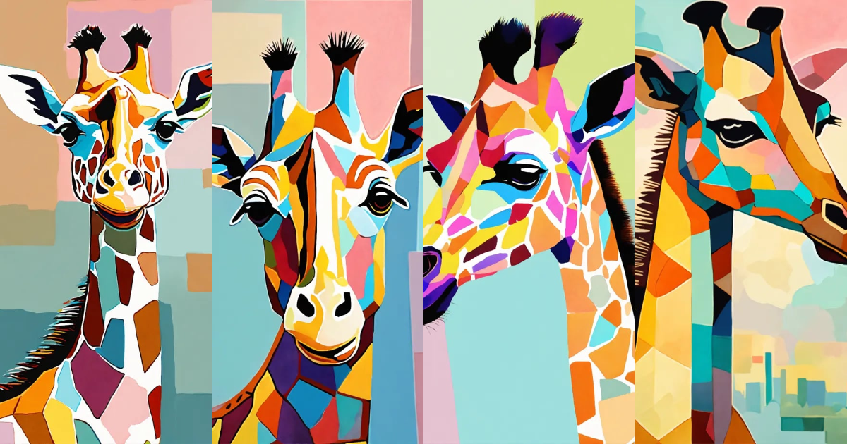 Lexica - Abstract Pablo Picasso painting giraffe in pastel shades.
