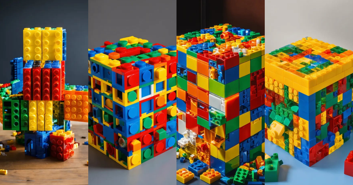 Lexica - A huge cube block of legos with one piece missing