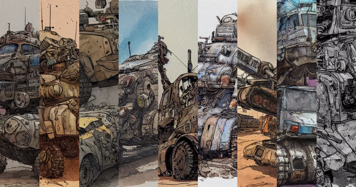 Lexica - A watercolor ink painting of a post - apocalyptic mad max ...