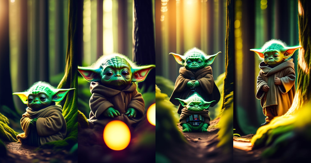 Lexica - Star wars baby yoda in the forest, photorealistic, cinematic ...