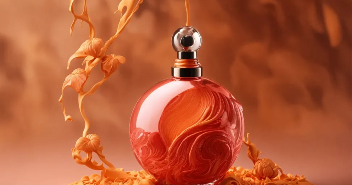 Lexica - 3D abstract modeling clay perfume bottle. skin human body ...