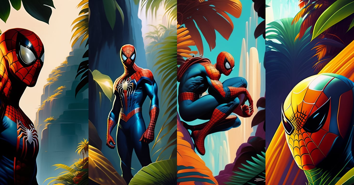 Lexica - "Spider-Man in a Jungle" by Syd Mead, cold color palette ...