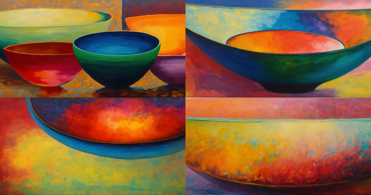 Lexica - A painting of a bowl with different colors, an abstract ...