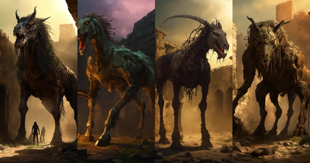 Lexica - A monstrous horse-like creature with strange proportions. Its ...