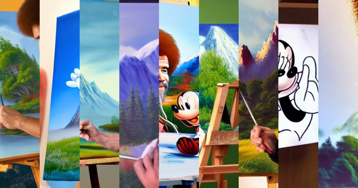 Lexica - A closeup photorealistic photograph of bob ross working on a ...