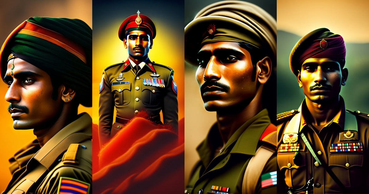 Lexica - Portrait of modern next generation indian soldier covered by blood