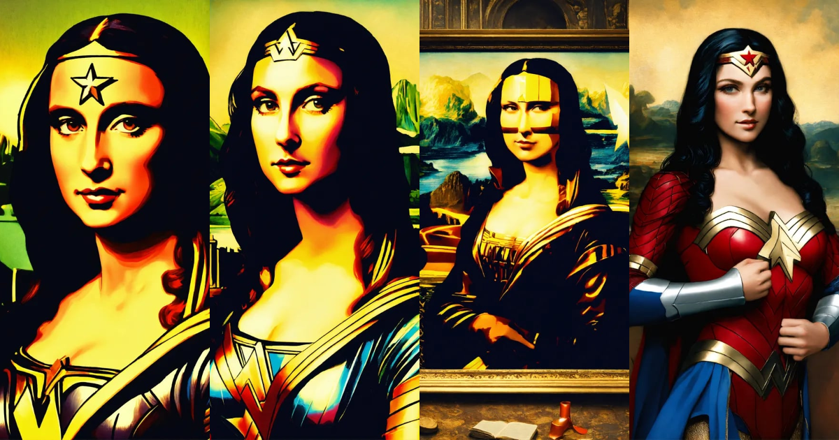 Lexica - Mona Lisa as wonder woman, strong