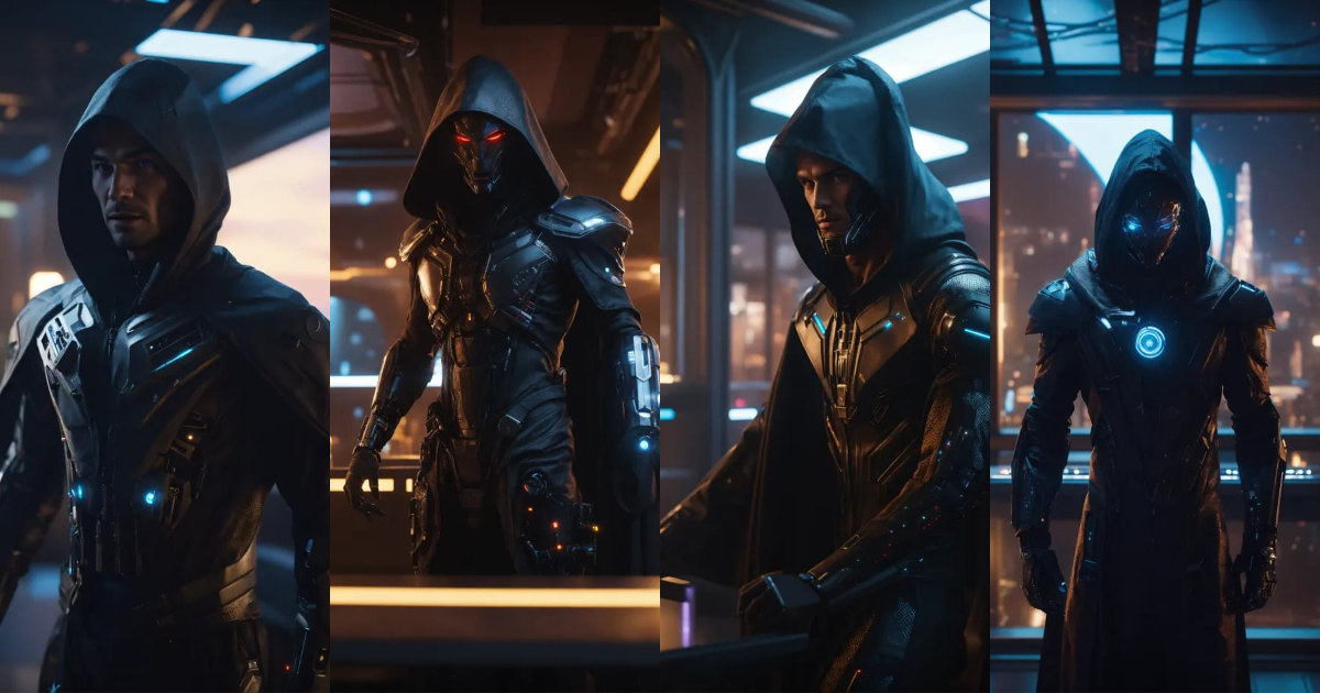 Lexica - Male alien mutant half cyborg wearing a hood, wearing a ...