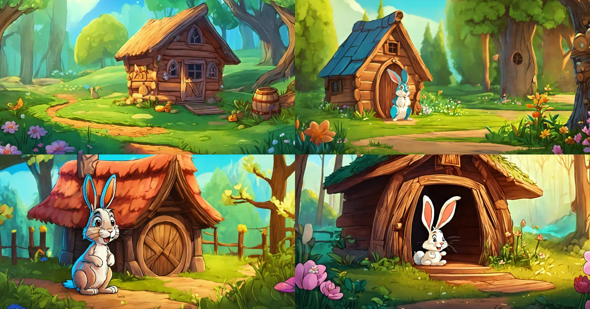 Lexica - Cartoon style upset crying hare in the spring magical forest ...