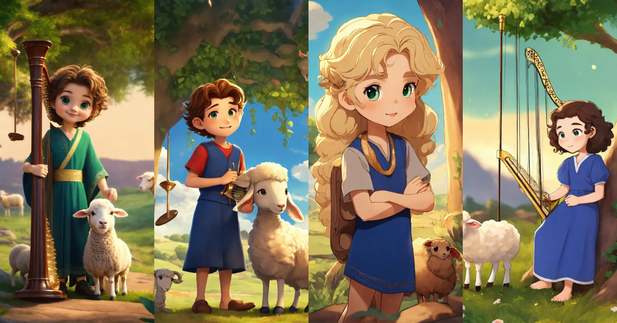 Lexica - Animation Cute boy cartoon, harp Animation , Green eyes, 15 ...