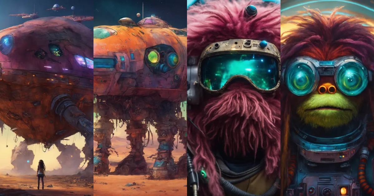 Lexica - Wild funky fuzzy monster with long hair and stylish space ...