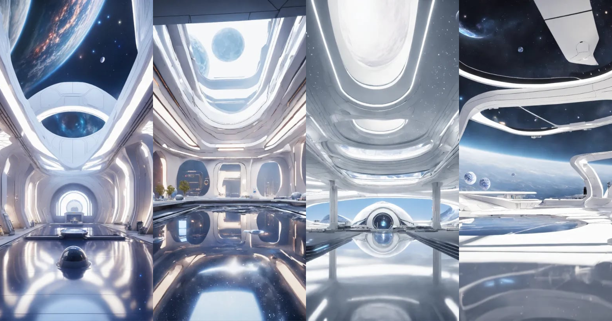 Lexica - Neautiful clean white space port cosmic atrium in deep space ...