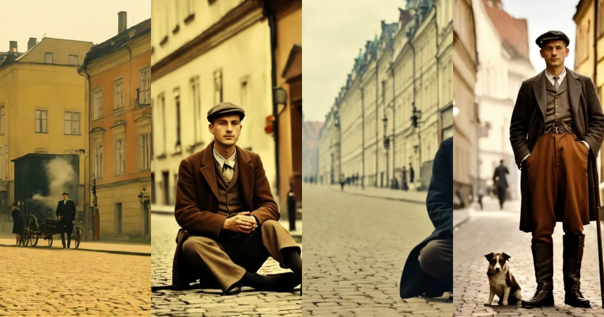 Lexica - Poland poor man age 30,1920-1930 on streen in Warshaw. Retro ...